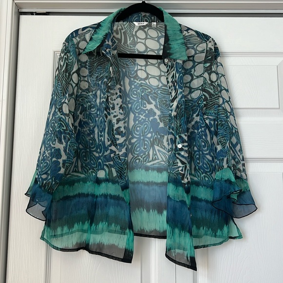 NICOLA | Tops | Nicola Sheet Blue Blouse | Poshmark